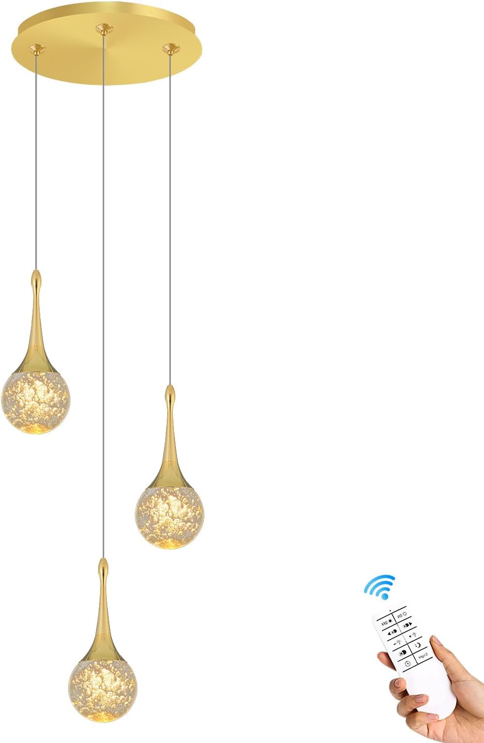 Flashing God Mini Gold Crystal Pendant Light for Kitchen Island 3 Light ...