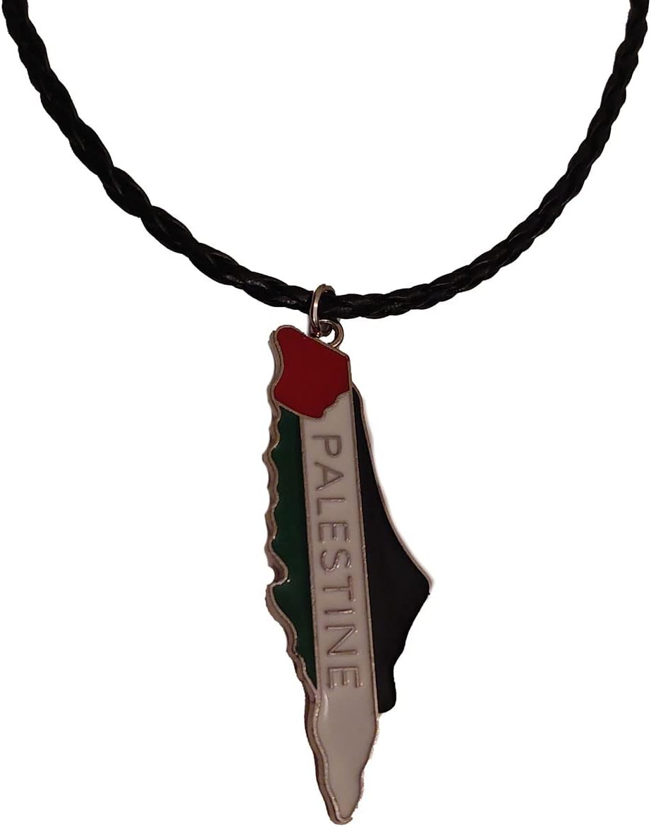 Palestine Metal Map Flag Necklace with English Word India | Ubuy