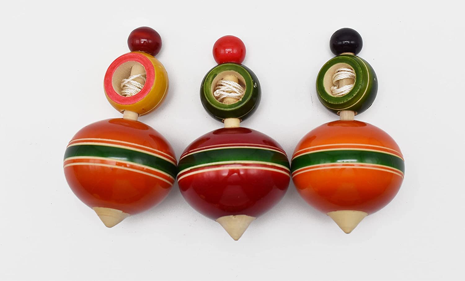 Buy Channapatna Toys Handmade Wooden Spinning Tops Toys Combo (3 Years+ ...