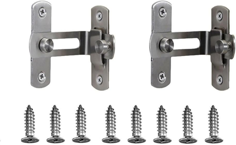 Amazon.com: 2 Pieces of Silver 90 Degree Stainless Steel Door Lock ...