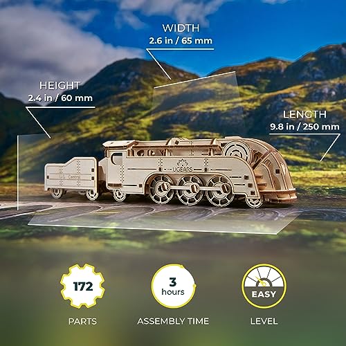 UGEARS Mini Locomotive – 3D Mechanical Wooden Puzzle Train Kit – Ugears Wooden 3d Puzzles for ...