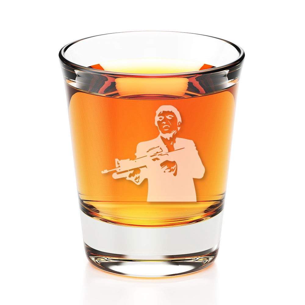 Amazon.com | PartyPoshDesigns Scarface Engraved Fluted Shot Glass: Shot ...