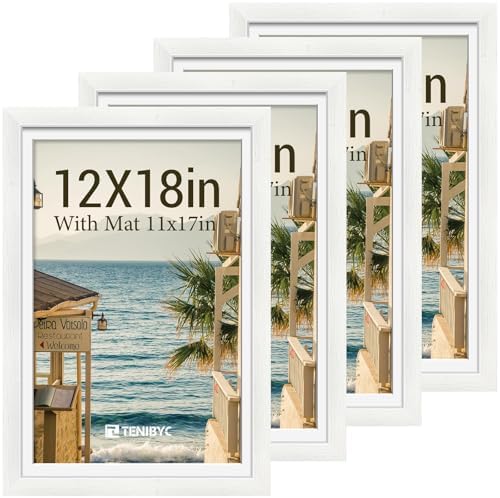 Amazon.com - 12x18 Poster Frame Set - 4 Pack, White Solid Wood Picture ...