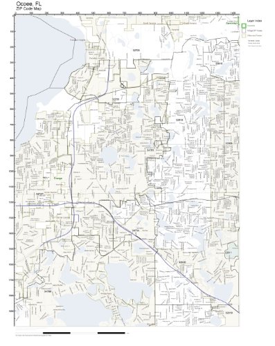 Amazon.com : ZIP Code Wall Map of Ocoee, FL ZIP Code Map Not Laminated ...