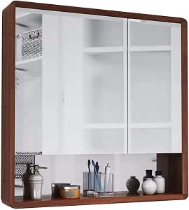 NOALED Bathroom Mirror Cabinet Wall-Mounted Storage Cabinet Oak ...
