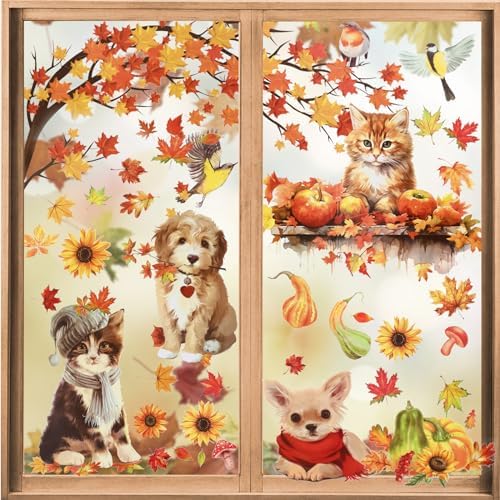Amazon.com: Horaldaily 60 PCS Fall Thanksgiving Window Cling Sticker ...