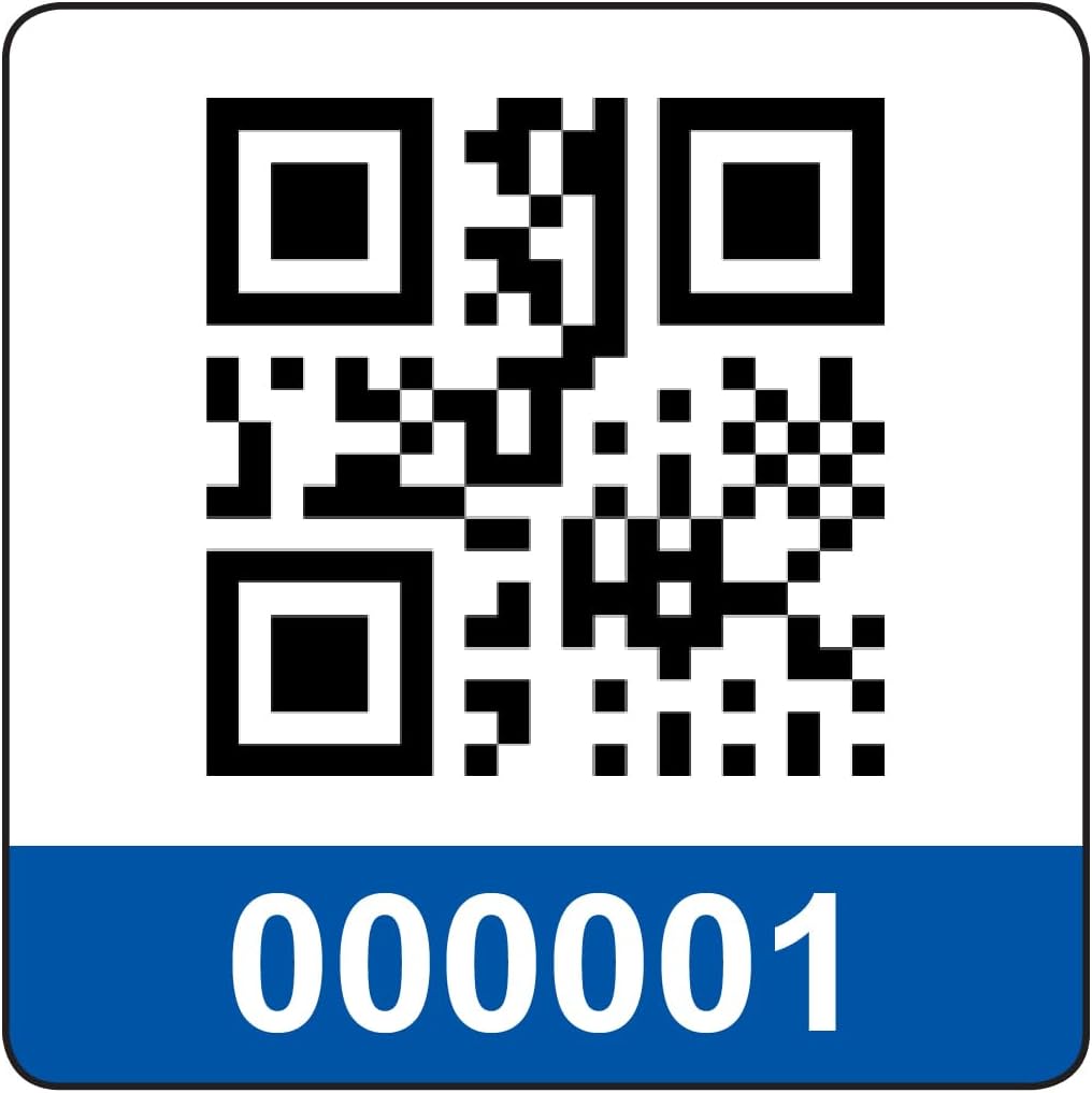 500 Serialised QR Code Barcode Asset Tag Labels Custom Stickers- Navy ...