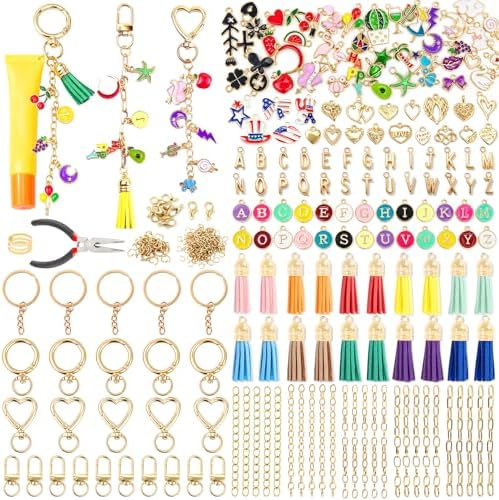 Amazon.com: LOIKMIUP 440Pcs Keychain Making Kit, DIY Craft Supplies ...