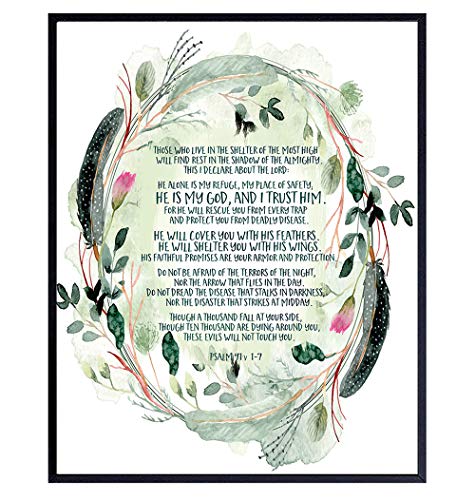 Amazon.com: Psalm 91 - Boho Christian Wall Decor - Bohemian Bible Verse ...