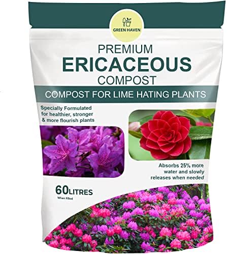 GREEN HAVEN 60L Premium Ericaceous Compost for Lime Hating Acid Loving ...