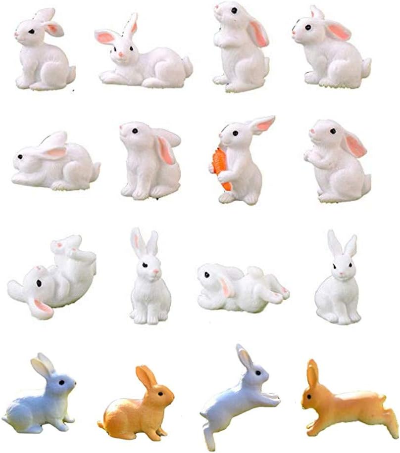 Amazon.com: Beauy Girl 16 Pcs Fairy Garden Miniature Rabbit Figure Mini ...