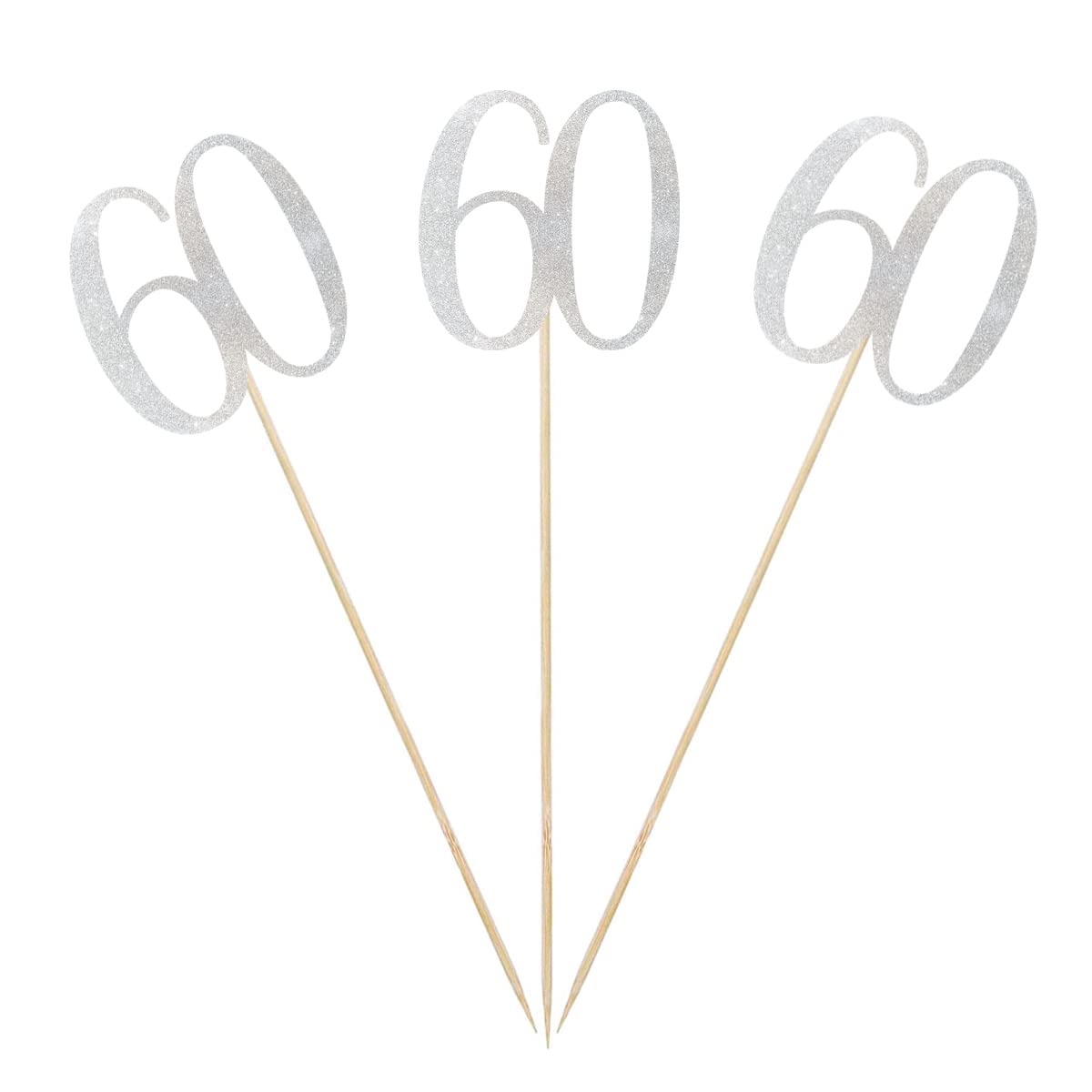 Amazon.com: Silver Glitter 60th Birthday Centerpiece Sticks, 12-Pack ...