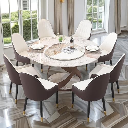 Amazon.com - 9 Pieces Round Dining Table Set, 59"D Modern Dining Room ...