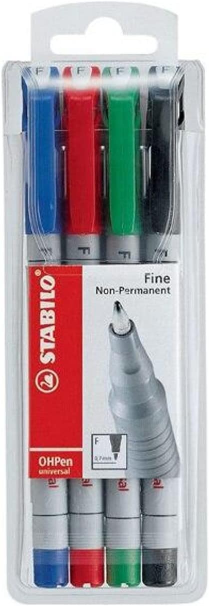OHP Pen - STABILO OHP Pen Soluble - Fine - Wallet of 4 - Assorted ...