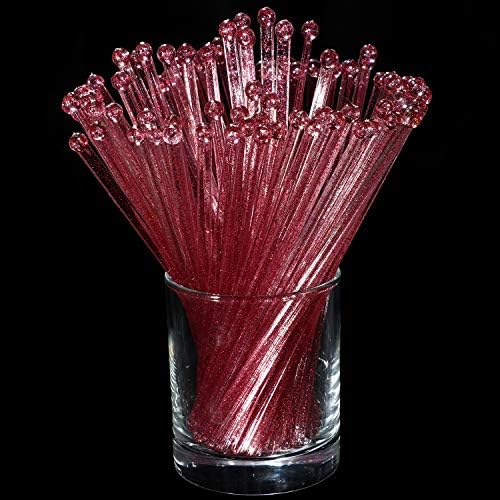 Amazon.com | 100 Pieces Disposible Plastic Round Top Crystal Swizzle ...