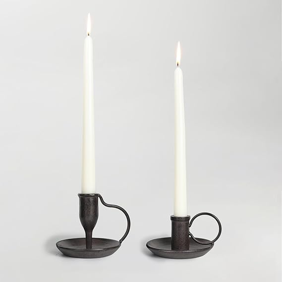 Amazon.com: Matte Black Iron Candle Holder with Handle 2 Pcs Taper ...