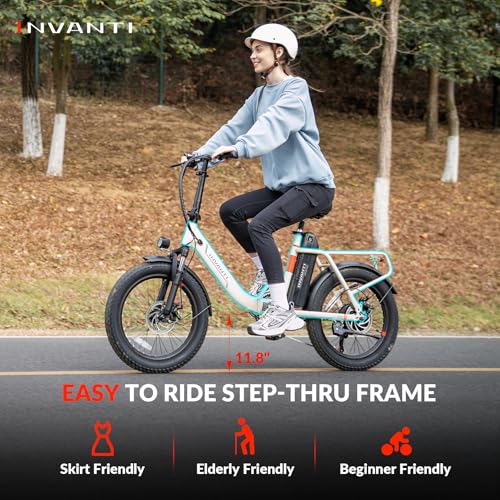 INVANTI Electric Bike, 20" Fat Tire Step-Thru Electric Bicycle, 900W ...