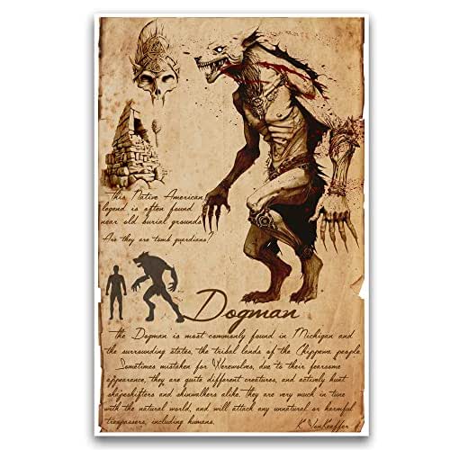 Amazon.com: Michigan Dogman art print, american folklore cryptid bestiary art : Home & Kitchen