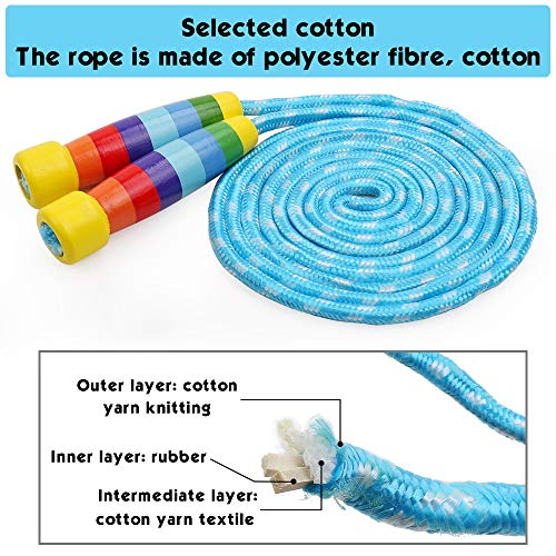 BTToyy Kids Jump Rope with Wood Handles, Rainbow Jumping Rope ...