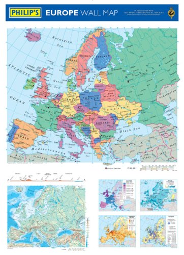 Philip's Europe Wall Map: Political / Physical - | 9780540093519 ...