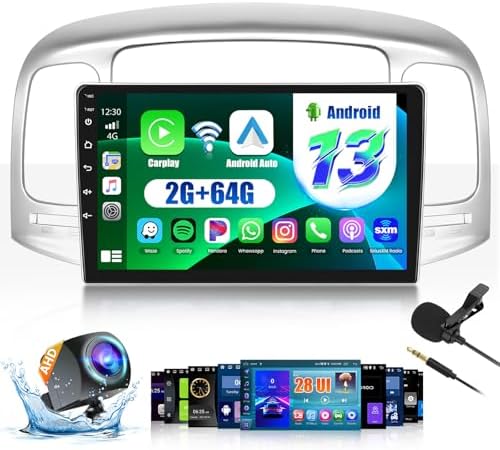 Amazon.com: Inefala 2+64G Android 13 CarPlay Car Stereo Radio for Hyundai Accent 2006-2011, 9 ...
