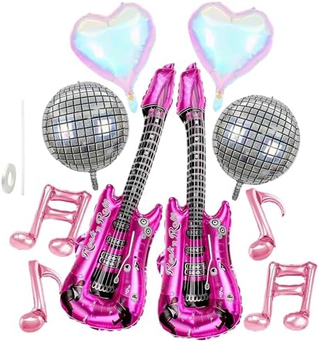 DABAOOU Disco Party Decorations Ball Balloons 10Pcs Pink Purple Music ...