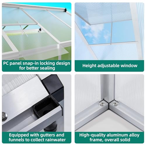 GAOMON 6 x 8 ft Greenhouse, Greenhouses for Outside, Polycarbonate ...