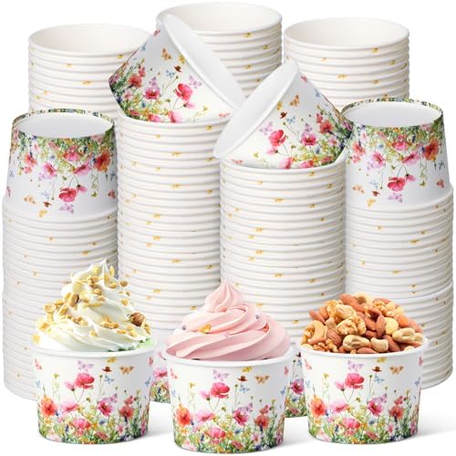 Amazon.com : Maxdot 50 Pcs Wildflower Ice Cream Paper Cups 9oz Spring ...