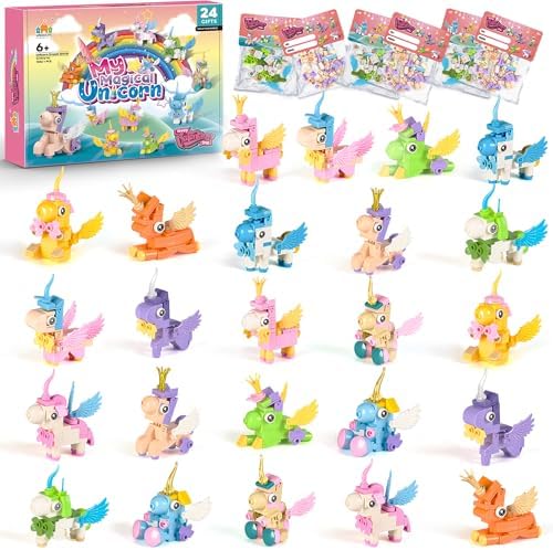 Amazon.com: Valentines Day Gifts for Kids – 24 Pack Unicorn Figures ...