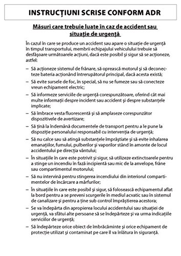 Schriftliche Weisungen gemäß ADR, rumänisch: Verpackungseinheit 10 ...