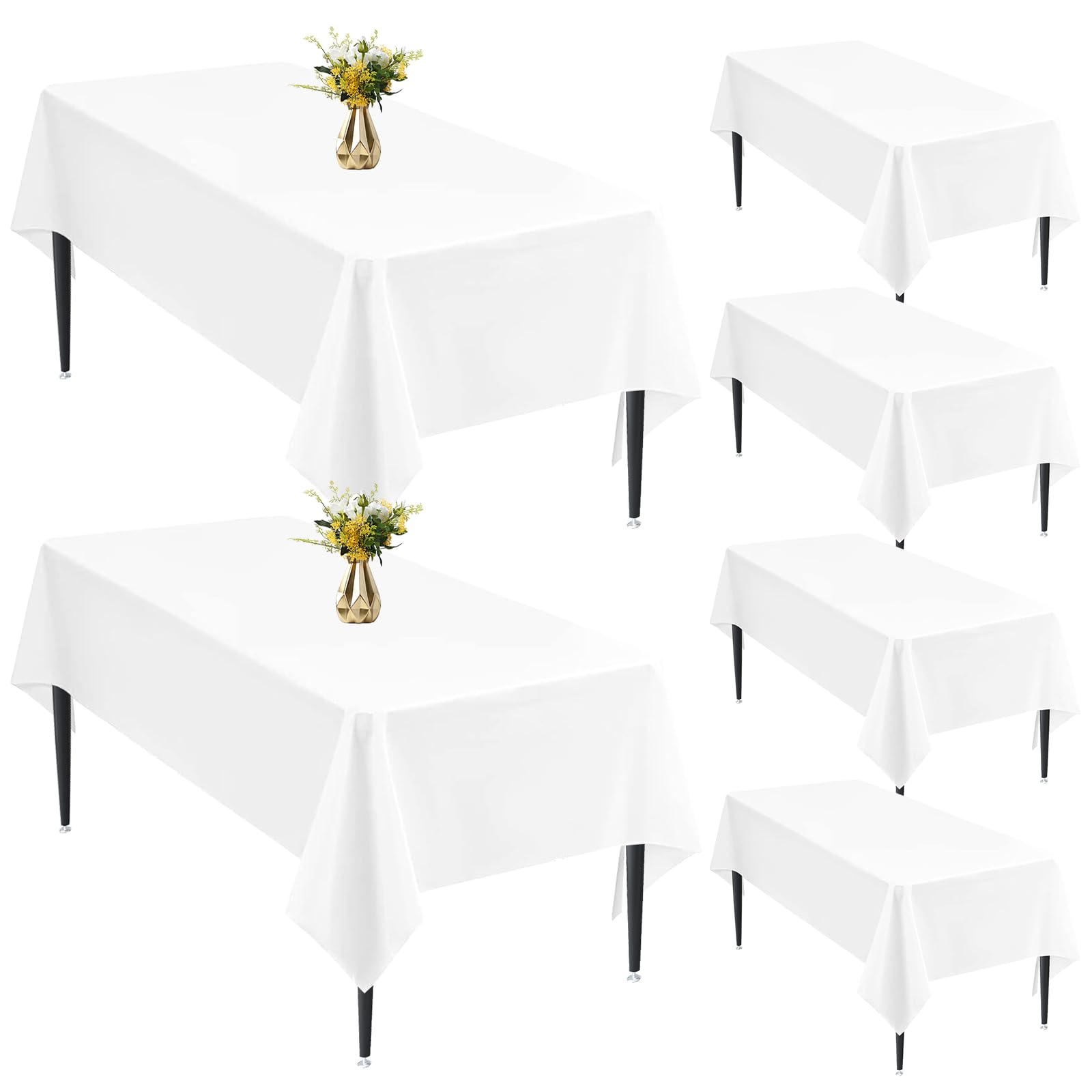 DEYIXUN 6 Pack White Table Cloth Rectangle, 60 x 102 Inch Polyester 6 ...