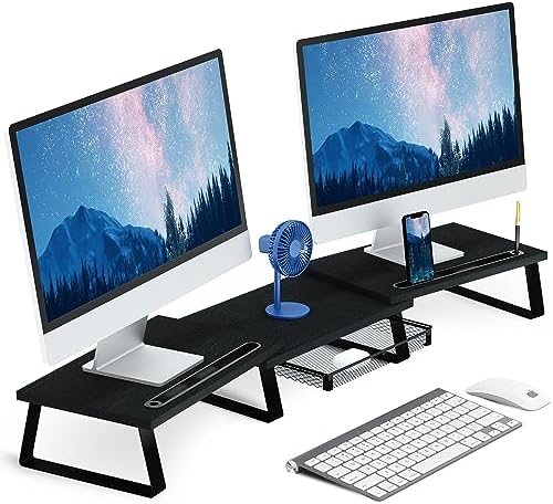 Amazon.com: YUHFERA Wood Monitor Stand Riser with Drawer - Large ...