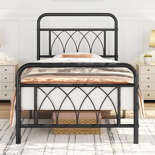 Yaheetech 3ft Single Bed Frames Modern Metal Platform Bed with Large ...
