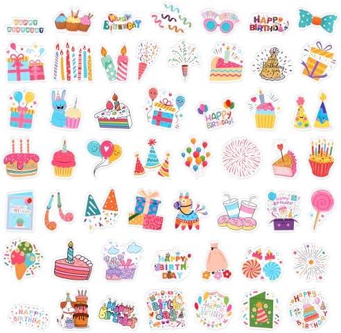 104pcs Happy Birthday Stickers, Colorful Self Adhesive Happy Birthday ...