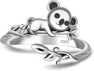 Amazon.com: YOUGANNA 925 Sterling Silver Koala Ring - Cute Animals ...