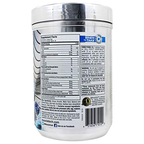 Creatine + BCAA Post Workout Electrolyte Powder | MuscleTech Cell-Tech Hyperbuild | Post-Workout ...