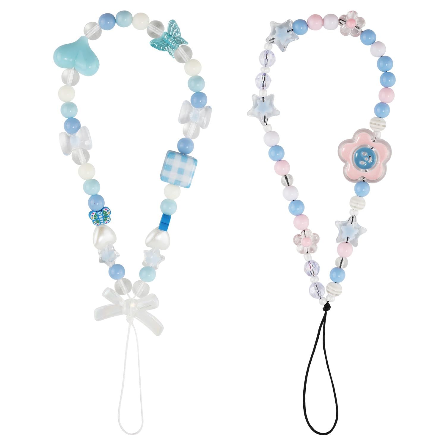 Amazon.com: 2pcs Phone Charm, Cute Floral Beaded Phone Strap Cell Phone ...