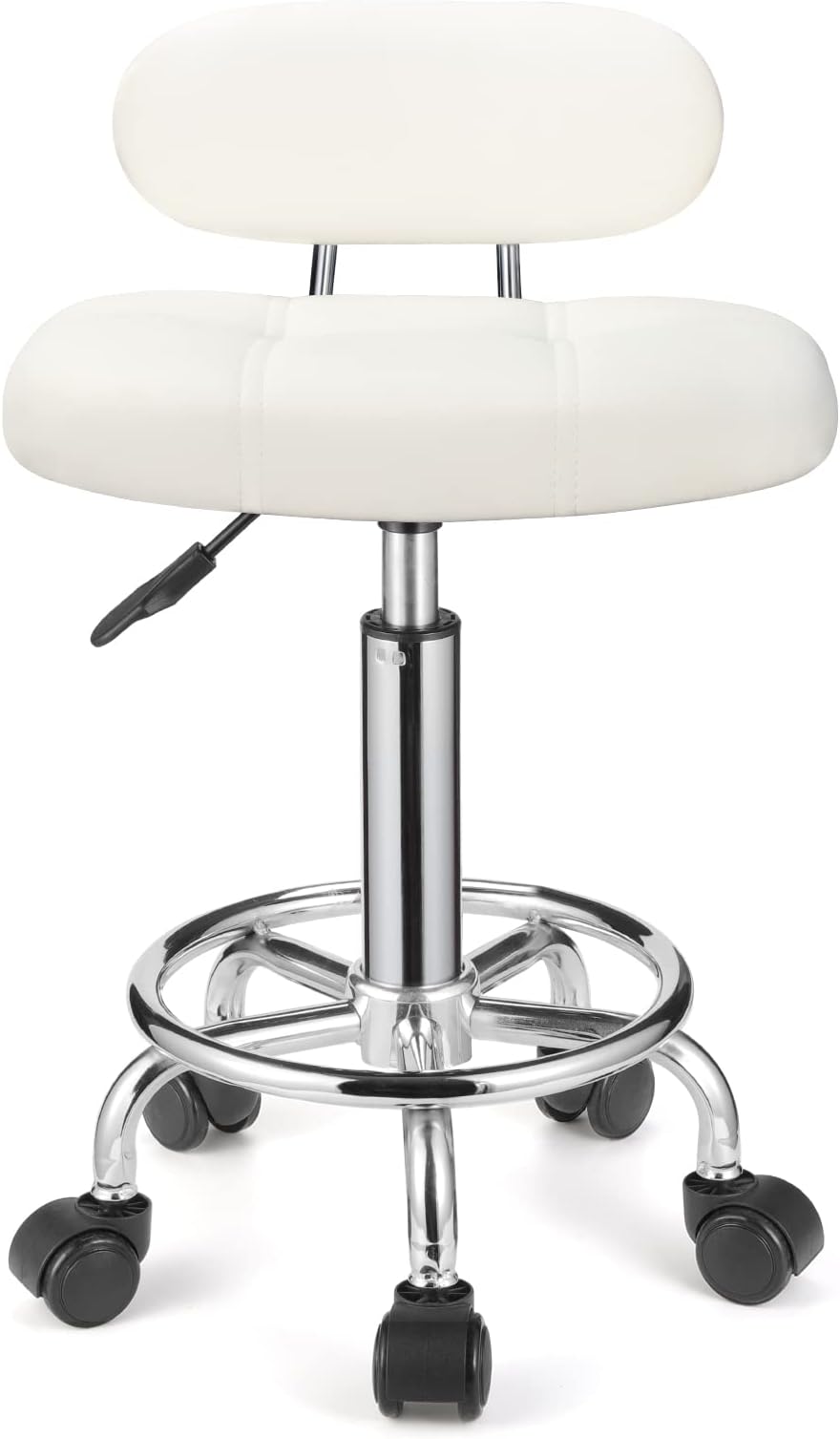 FNZIR Square Rolling Stools with Backrest Height Adjustable Swivel ...