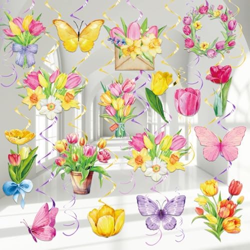 Amazon.com: 60 Pcs Spring Party Decorations Tulip Ceiling Decoration ...