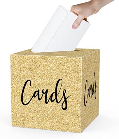 Amazon.com: TFCIATE Classic Gold Card Box, 8"x8"x8" Cards Receiving Box ...