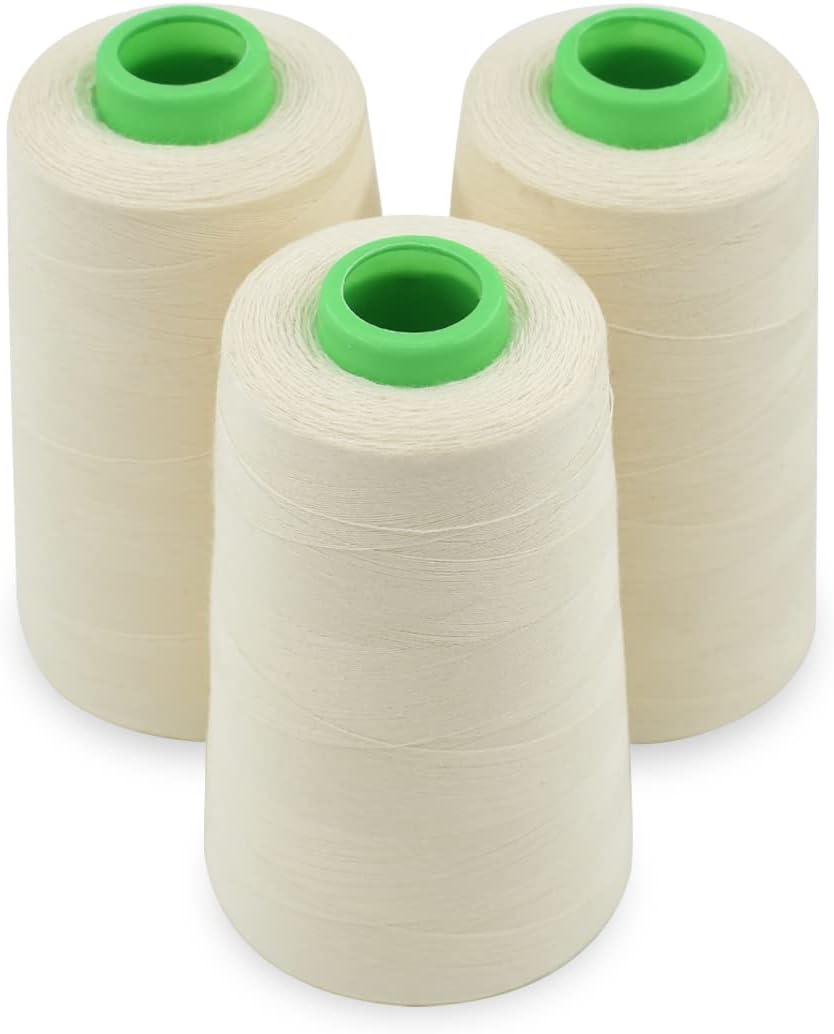 Amazon.com: 3 Spools Raw White All Purpose Sewing Cotton Thread Spools ...