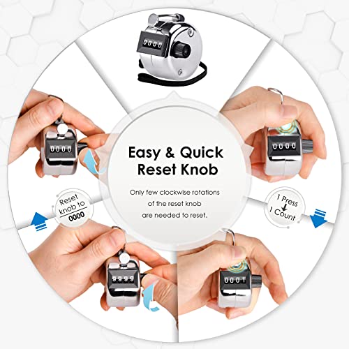 Snapklik.com : Clicker Counter, 2 Pack Metal Tally Counter 4-Digit ...