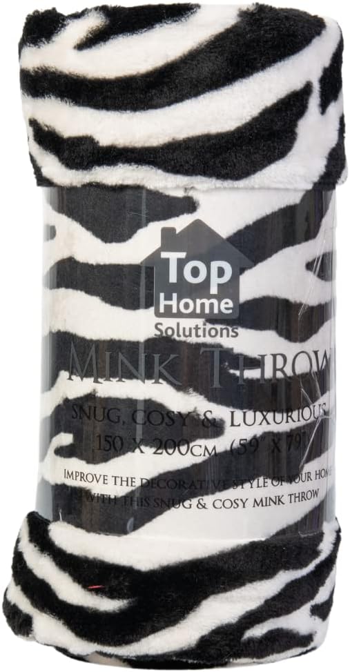 AMBERLINNEN LTD Animal Skin Print Sofa Bed Faux Fur Mink Throw Blankets ...