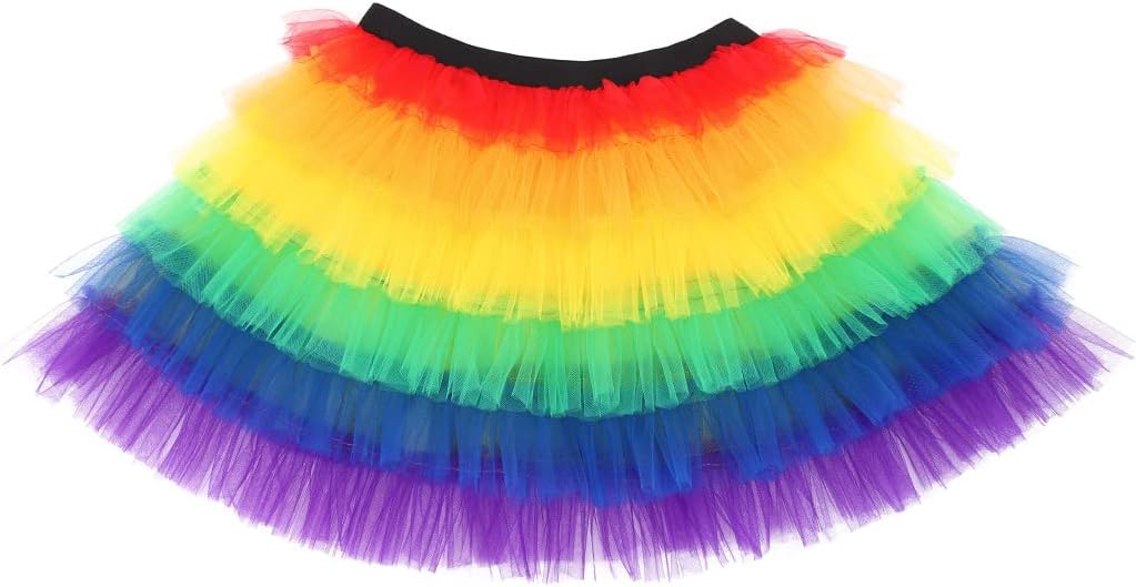 Amazon.com: Kakaco Women Rainbow Tutu Skirt Adult Layered Tulle Tutus ...