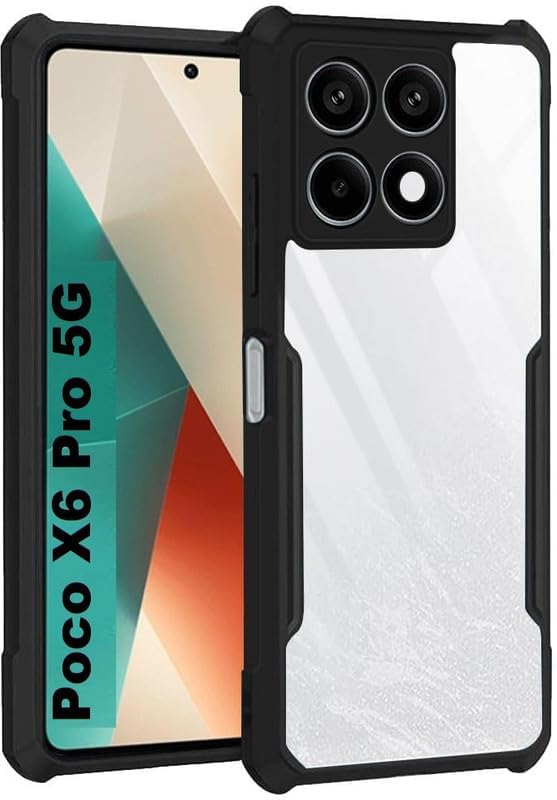 Spazy Case® Poco X6 Pro 5G Back Cover | Transparent Crystal Clear Hard ...