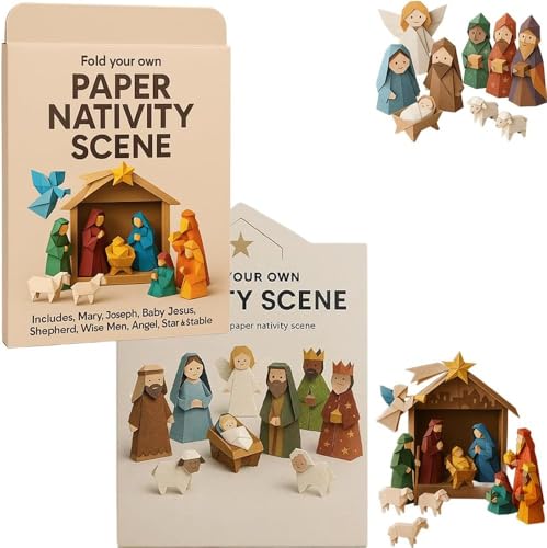 DIY Paper Nativity Scene, Christmas Origami Craft Set with Jesus Angel ...