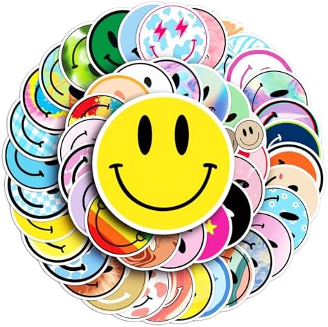 Amazon.com: 50PCS Smiley Stickers, Cute Water Bottle Stickers for Kids ...
