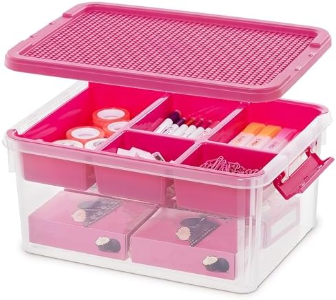 Amazon.com: 17 QT Plastic Storage Box with Removable Tray, Portable ...