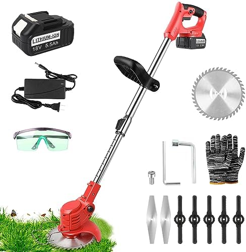 ASUNCELL Garden Grass Trimmer Metal Blade Cordless Electric Garden ...