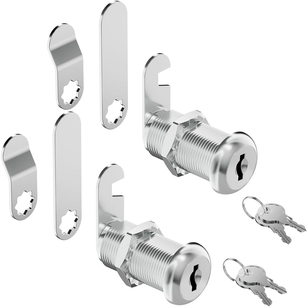 Cabinet Locks with Keys, Keyed Alike Cam Lock, 1-3/8'' Long, Secure ...